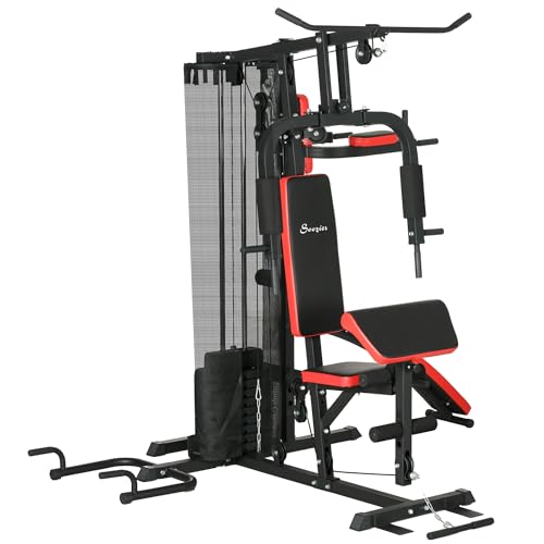 Soozier Multi Gym Workout Station with 143lbs Weight Stack, Home Gym E