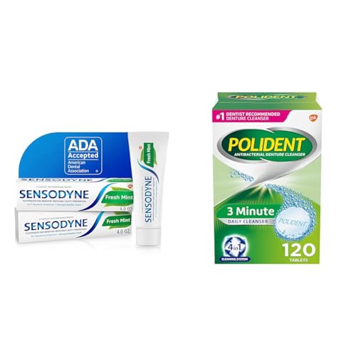 Sensodyne Toothpaste & Polident Denture Cleanser Tablets Bundle - Fres